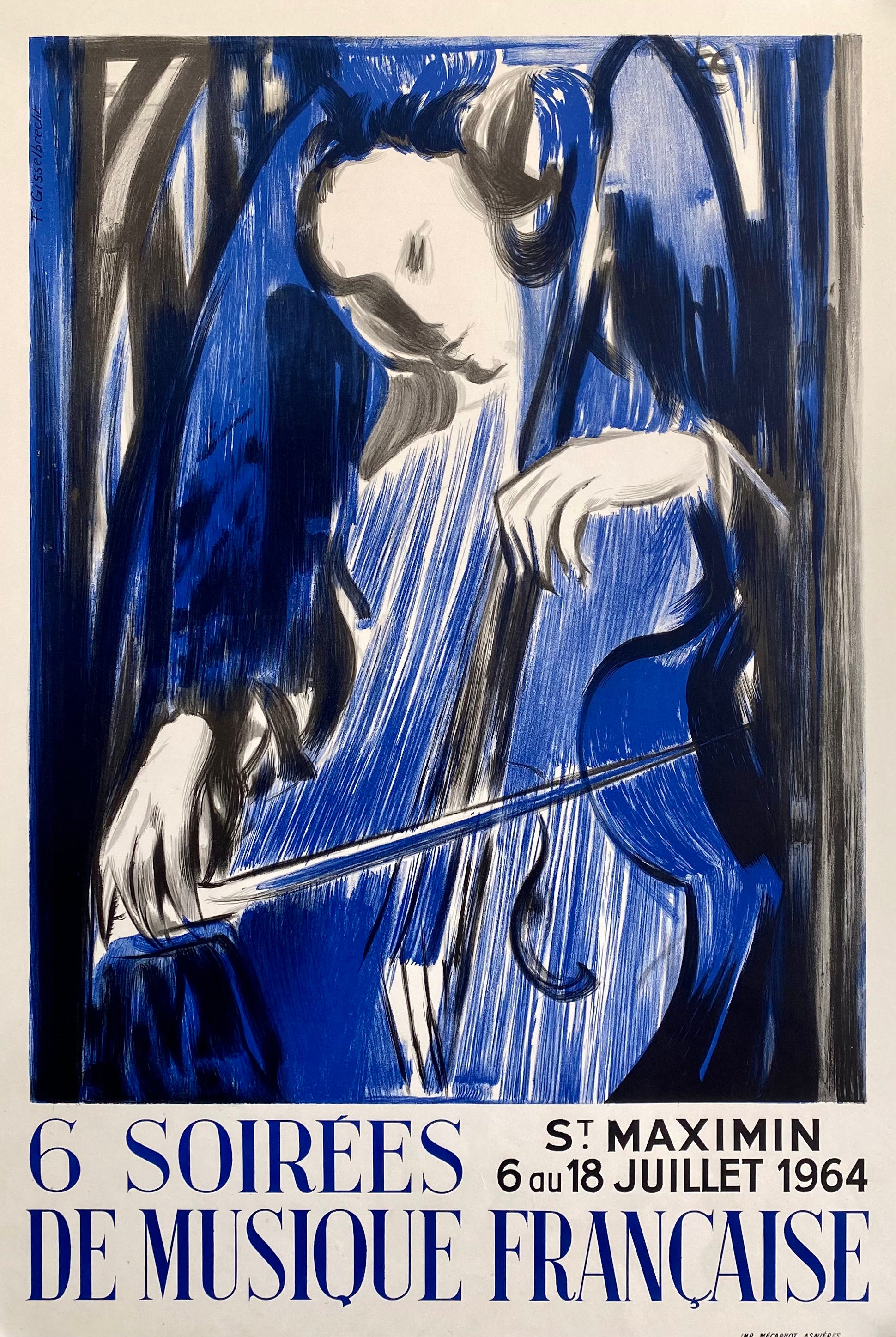Affiche lithographique 6 Soirées de Musique Française - Saint Maximin