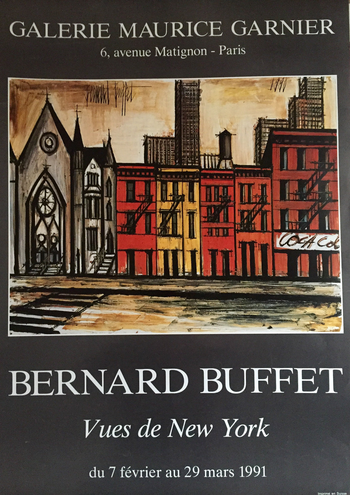 Affiche Bernard Buffet, Galerie Maurice Garnier " Vues de New York " 1