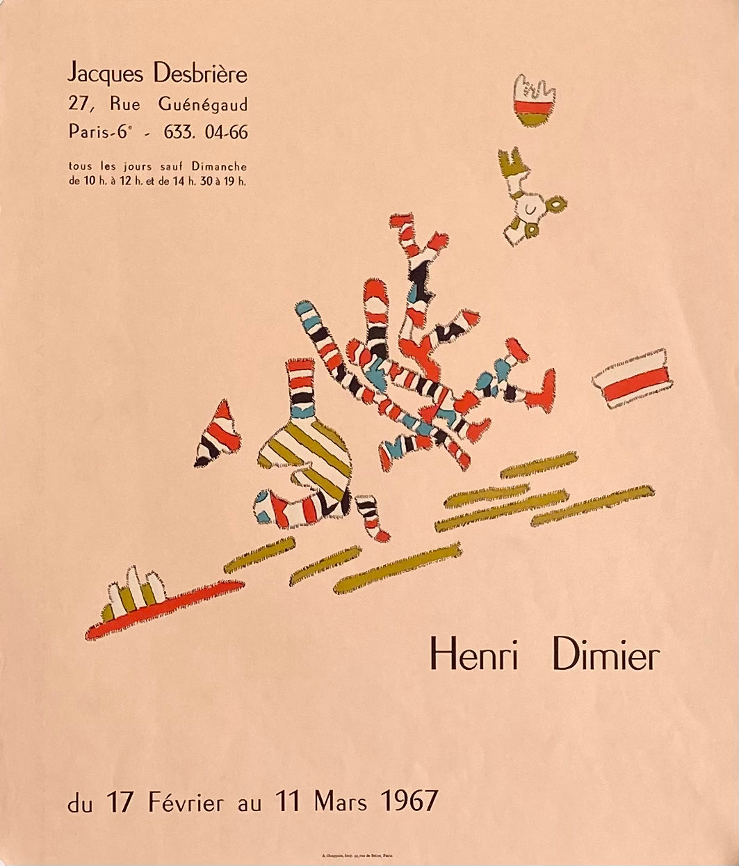 Affiche Galerie Jacques Desbrière, Henri Dimier 1967
