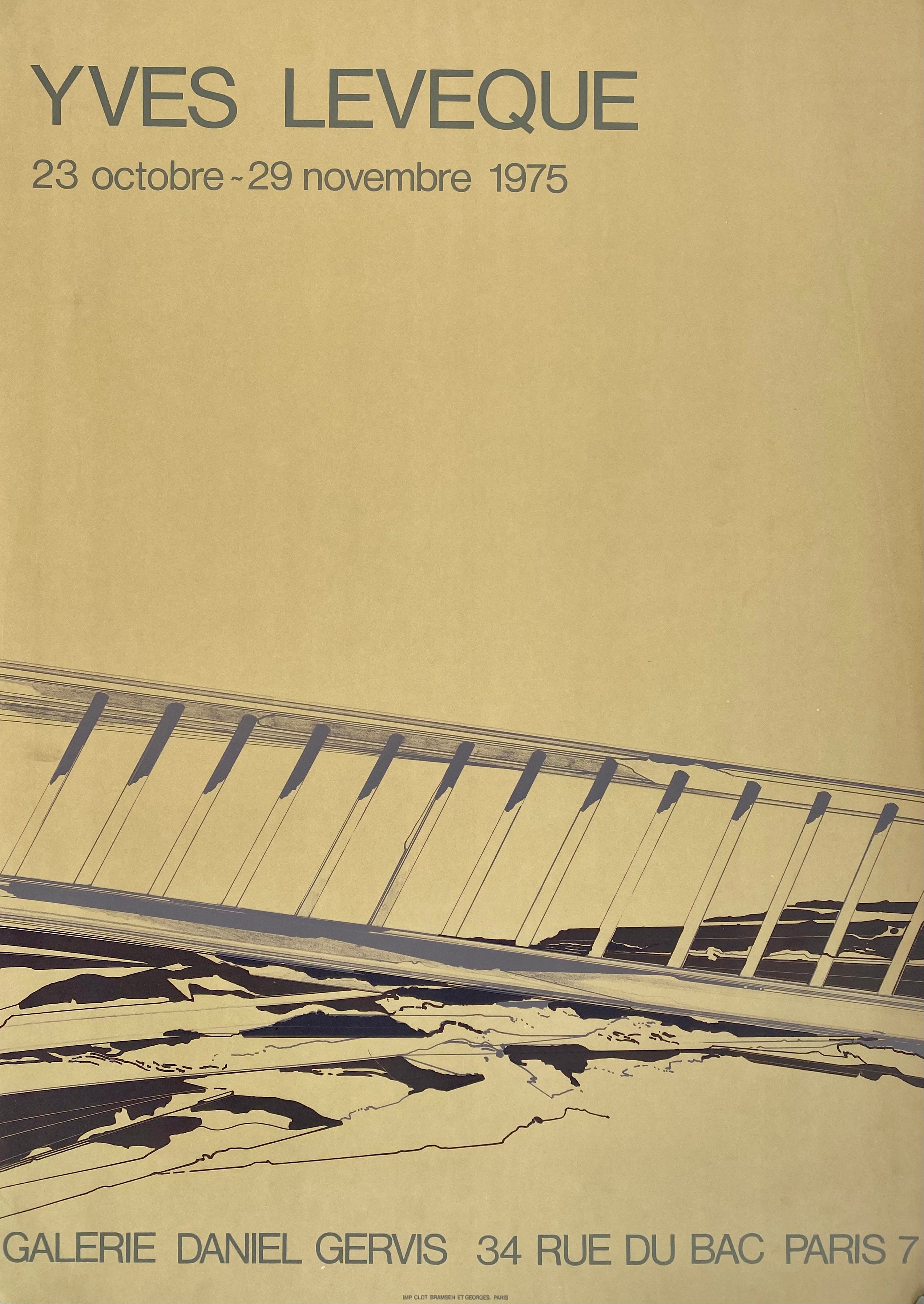 Affiche Originale Galerie Daniel Gervis - Yves Leveque 1975