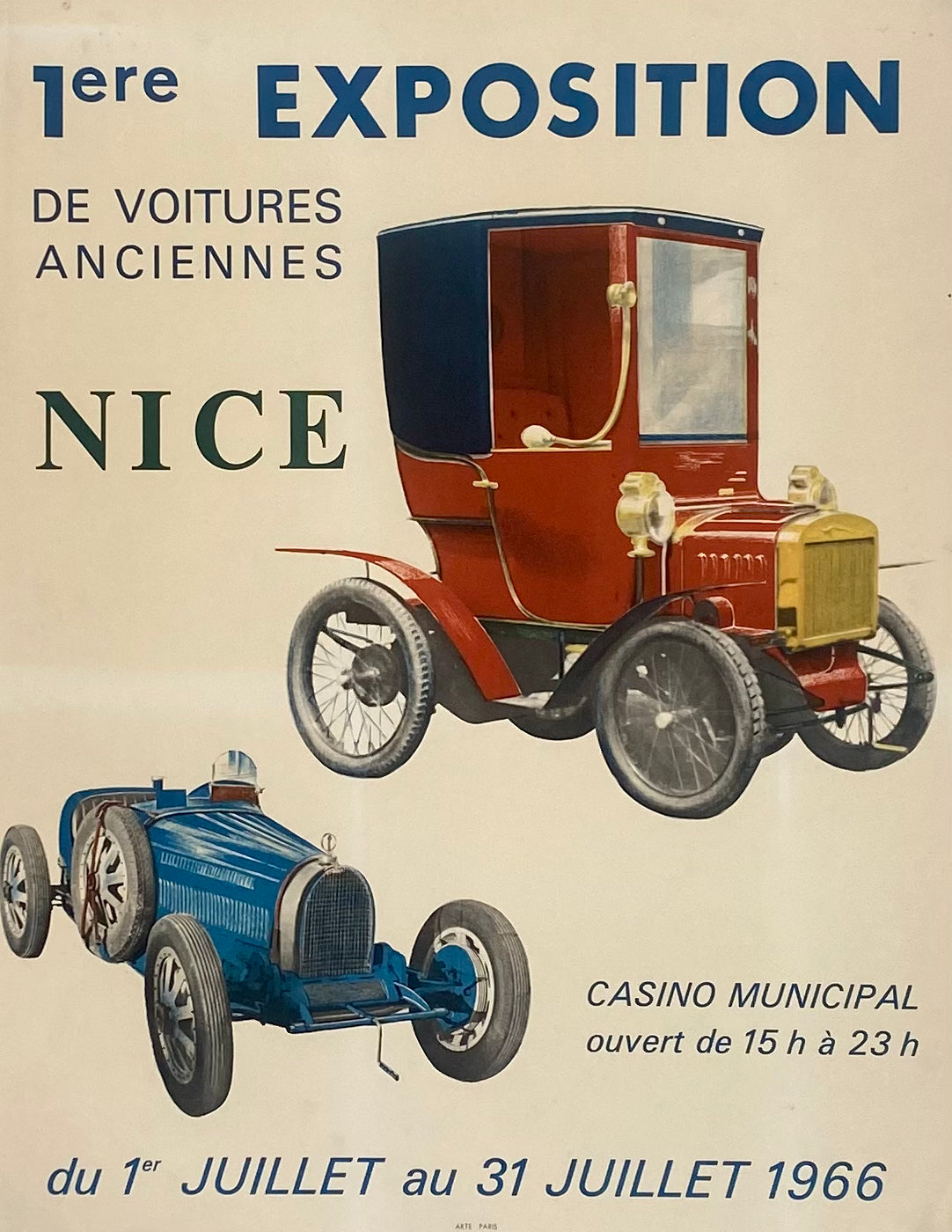 Affiche Originale 1ere Exposition de Voitures Anciennes - 1966