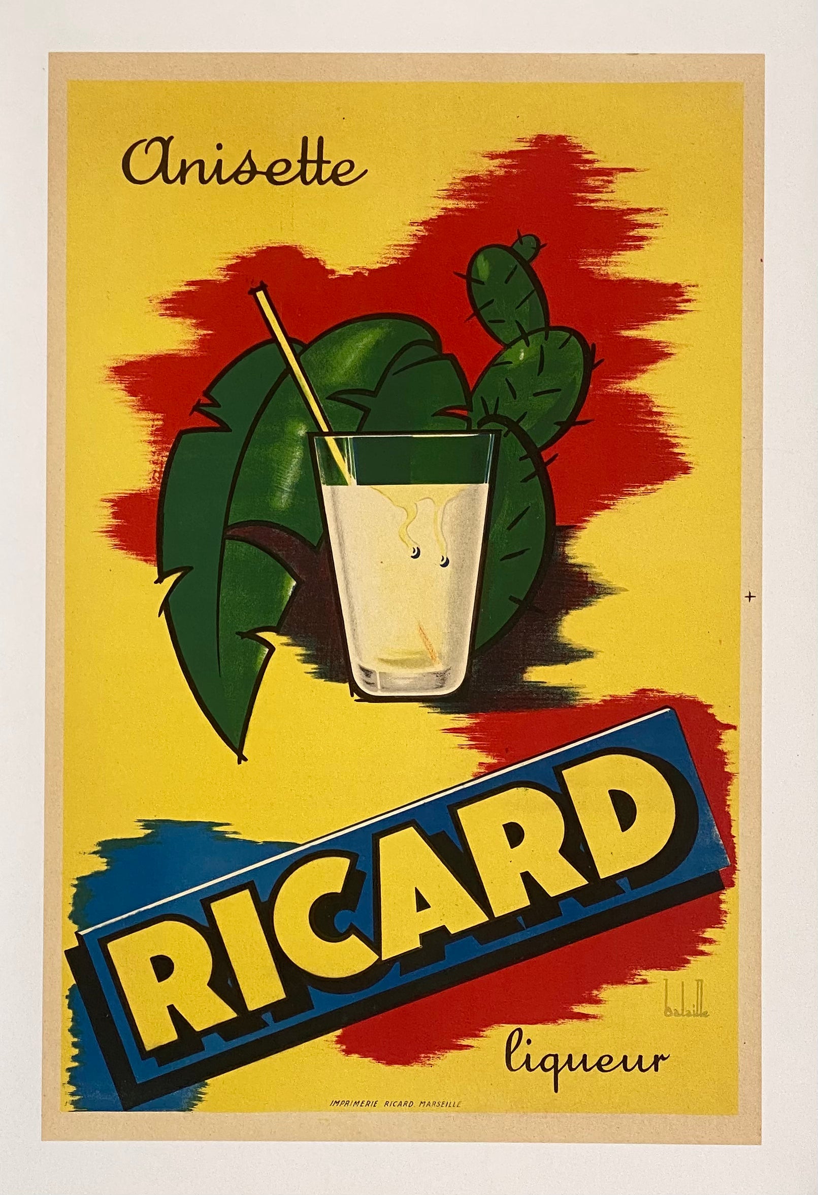 Affiche Originale Pastis Ricard Liqueur Anisette - Balaille