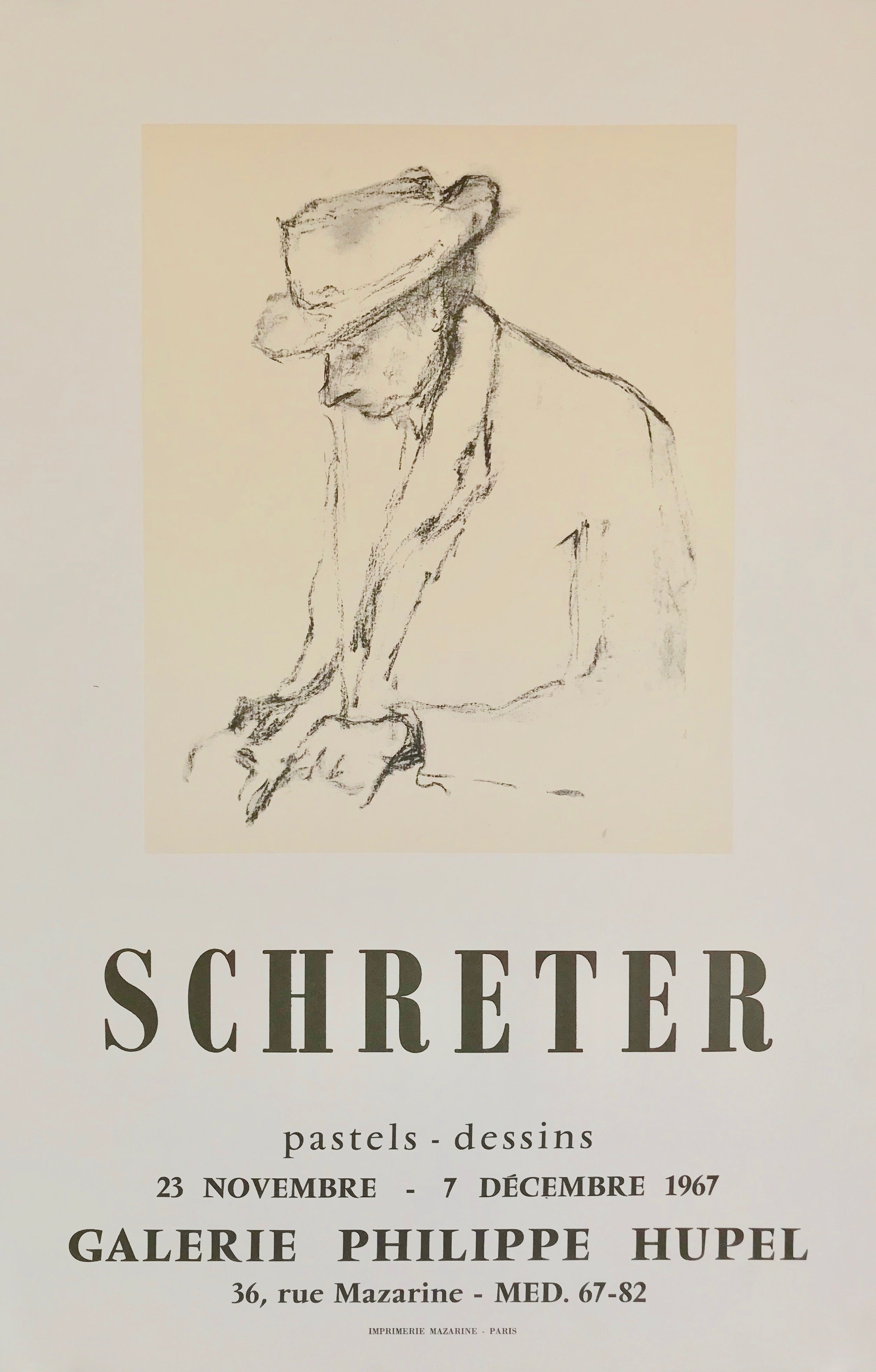 Affiche Galerie Philippe Huppel - Schreter pastels & dessins 1967