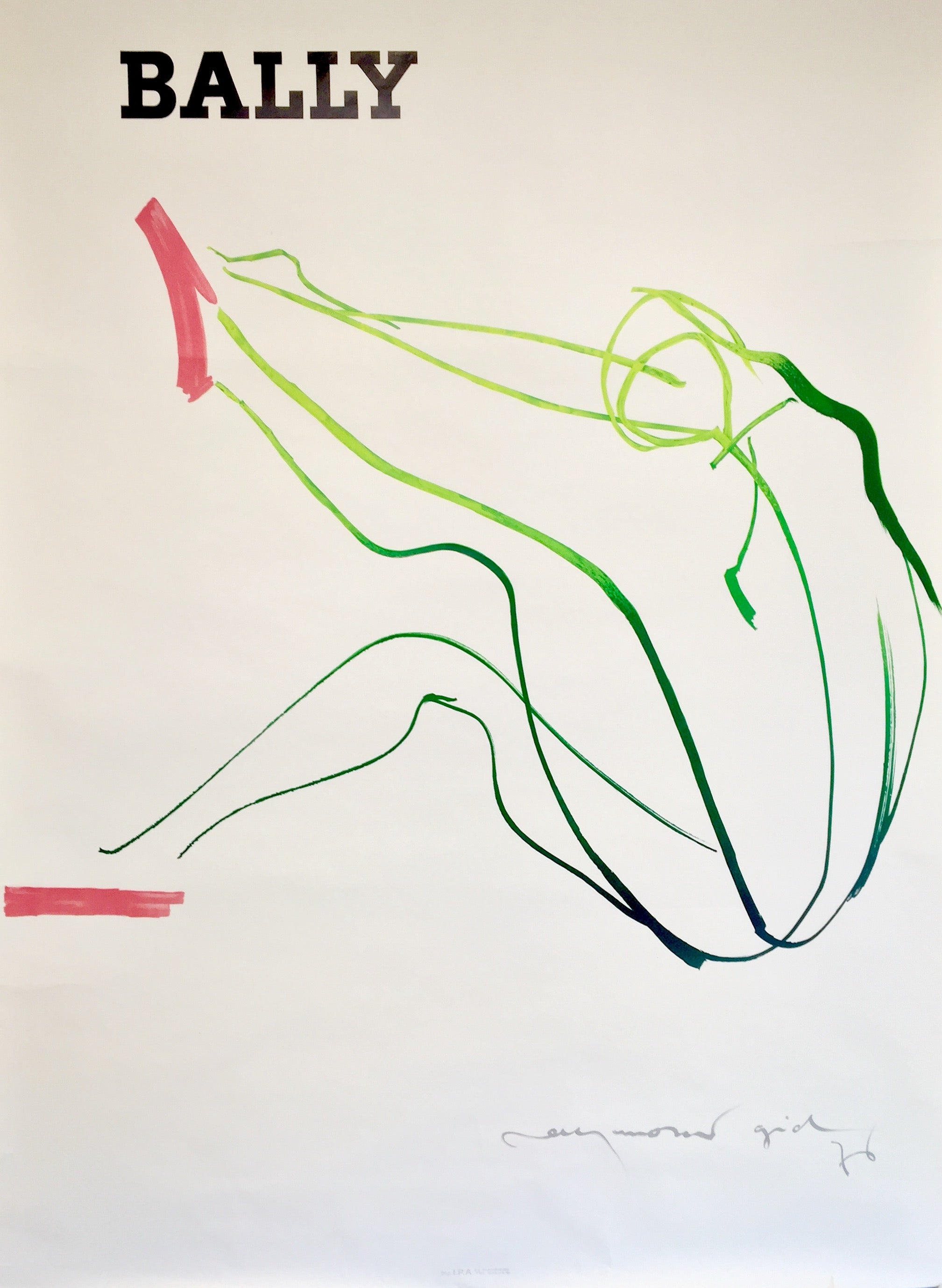 Affiche Originale Bally Homme vert - Raymond Gid 1976