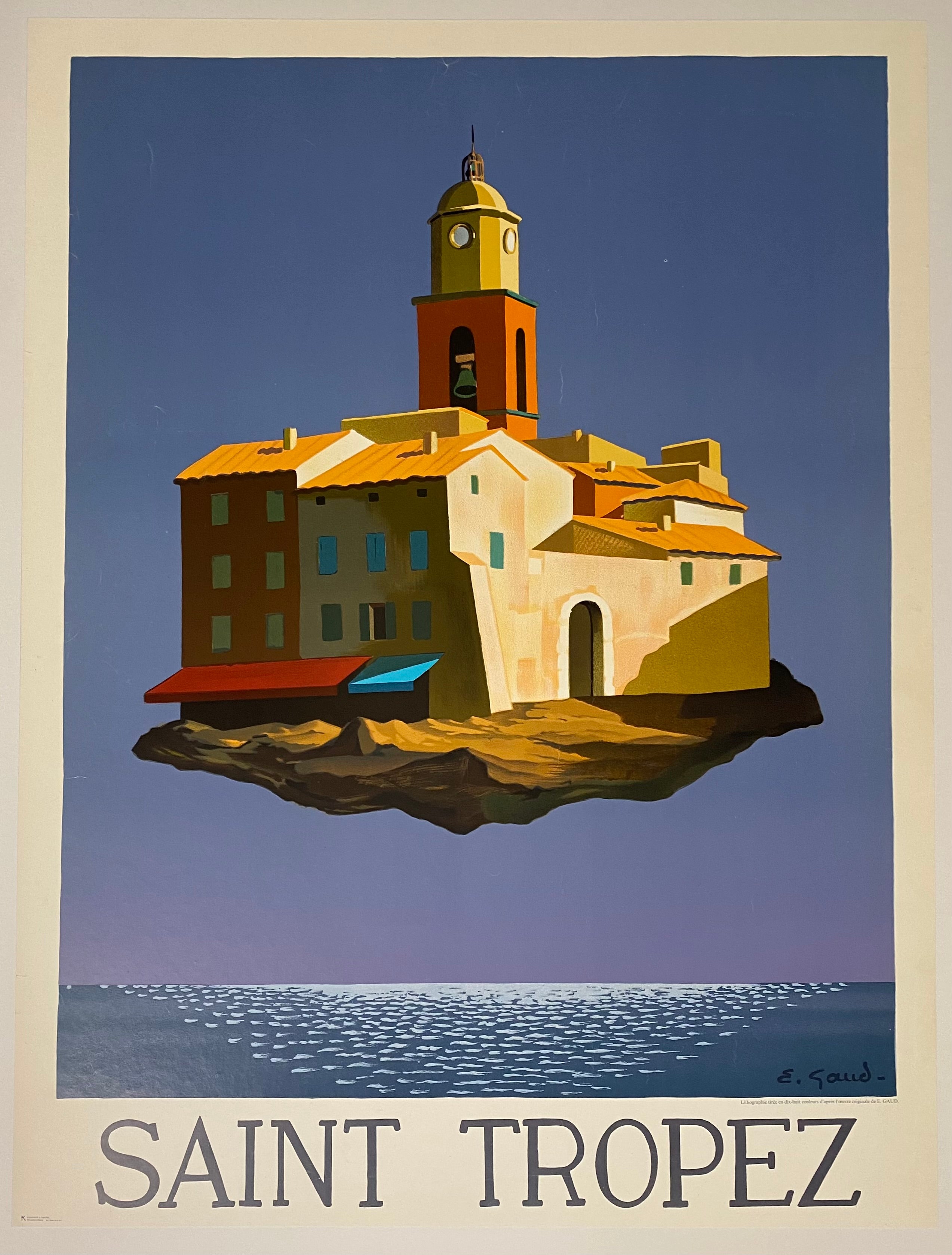 Affiche ancienne Galerie Saint Tropez Emile Gaud 1980
