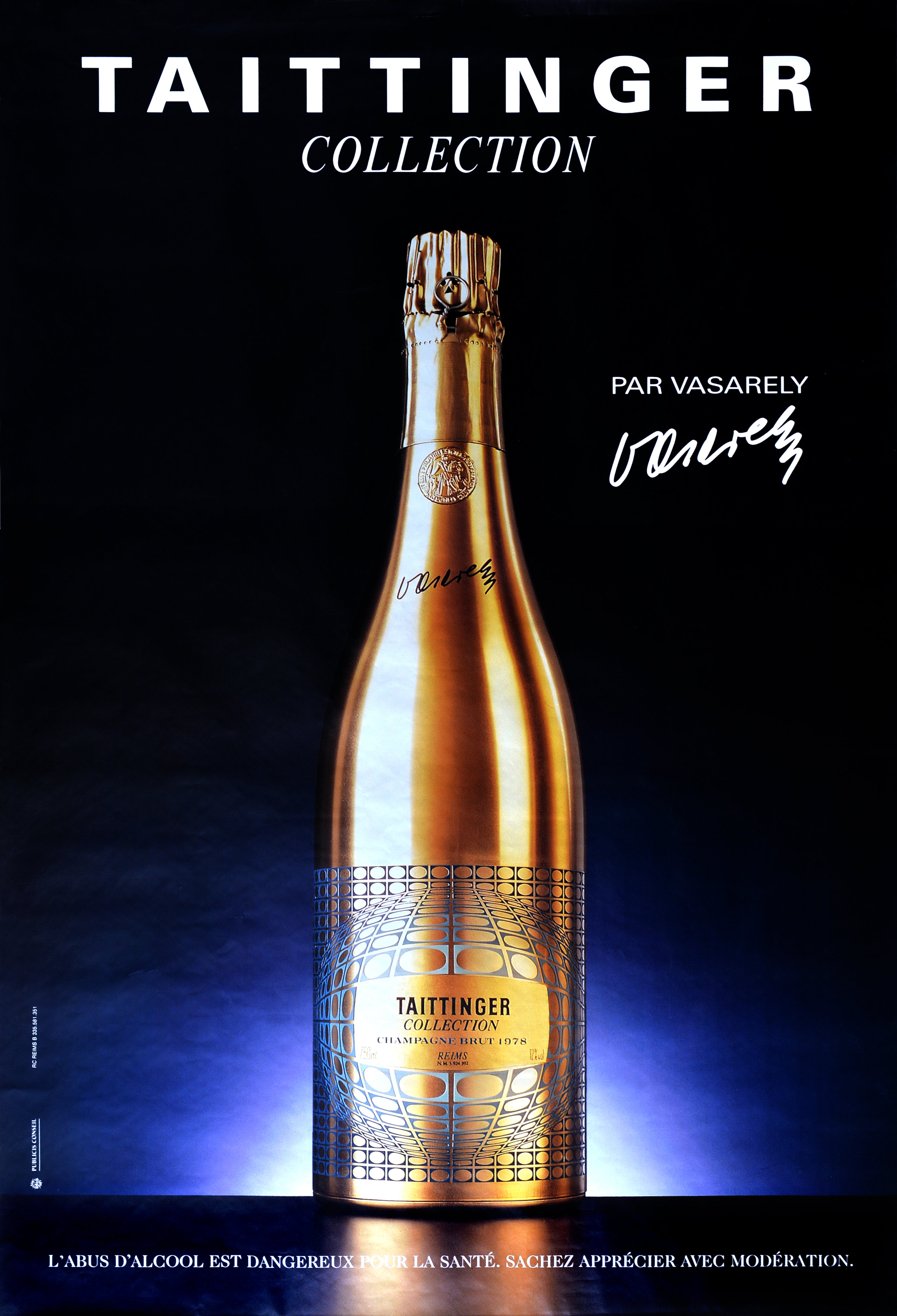 Affiche Publicitaire Champagne Taittinger Collection par Vasarely 1983