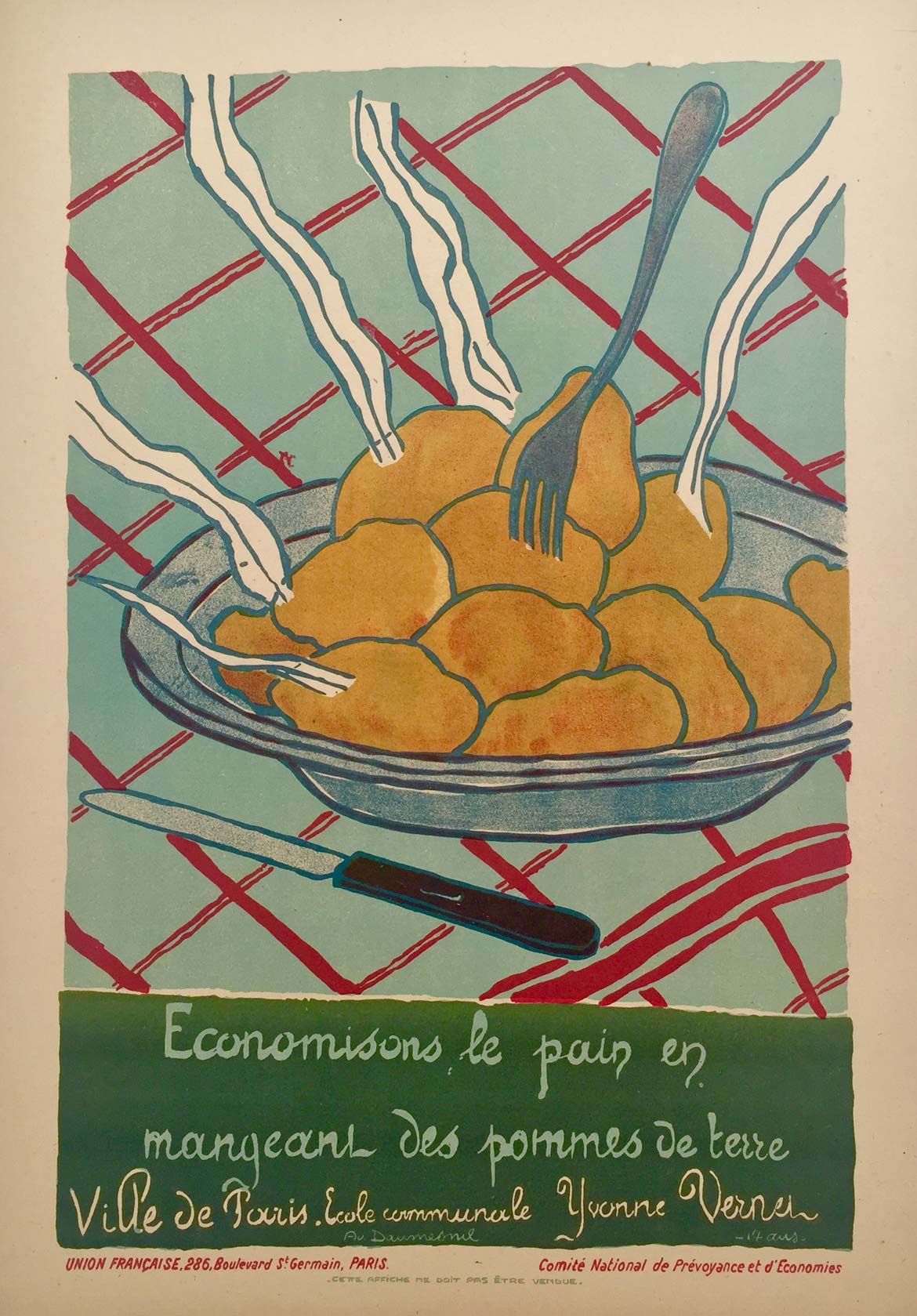 Affiche Propagande - Economisons le pain en mangeant des pommes de ter