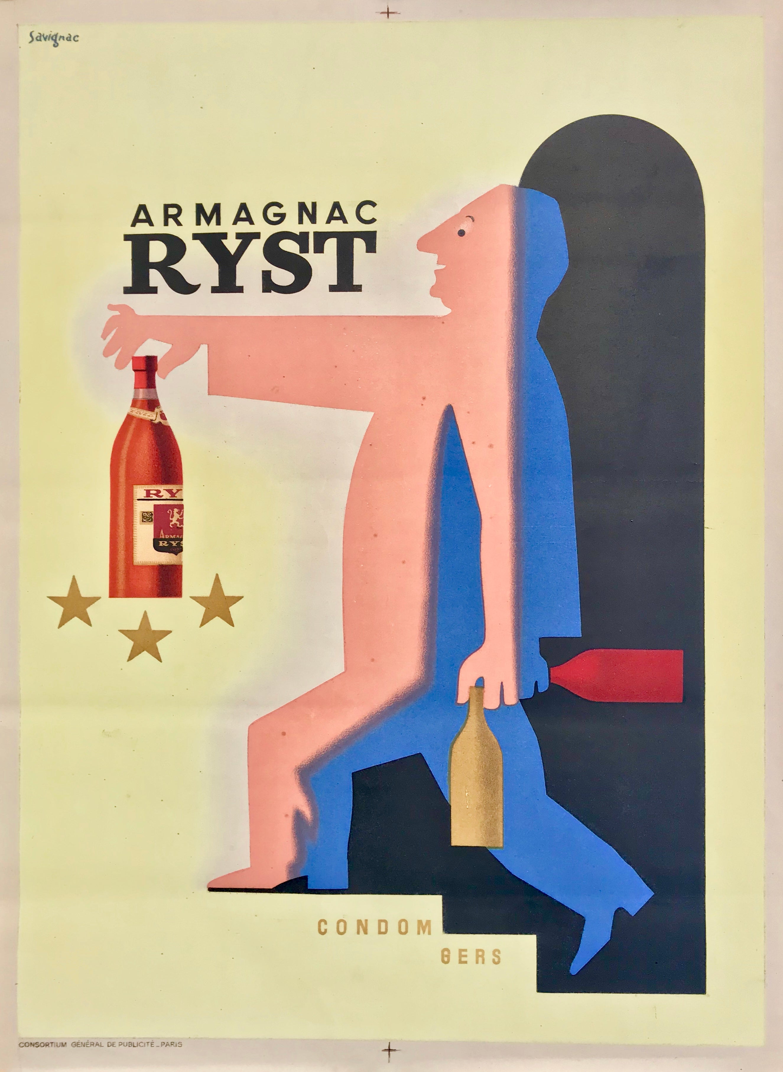 Affiche Vintage Armagnac Ryst - Savignac 1943
